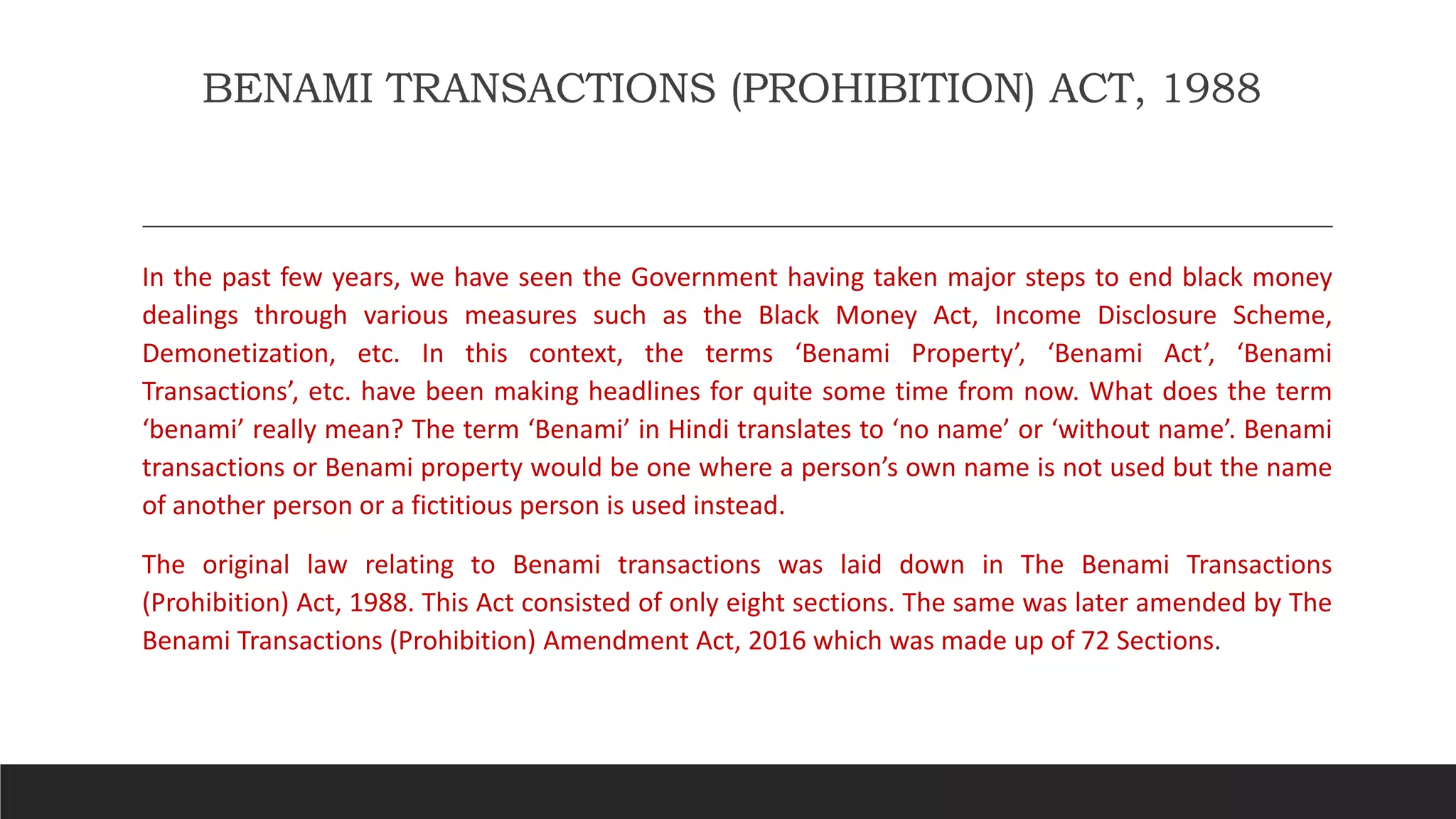 Benami transactions | PPTX