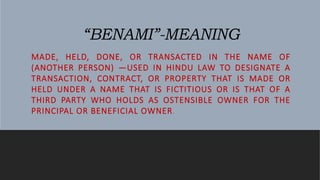 Benami transactions | PPTX