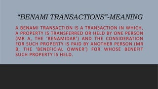 Benami transactions | PPTX