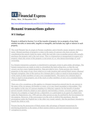 Benami transactions galore | PDF