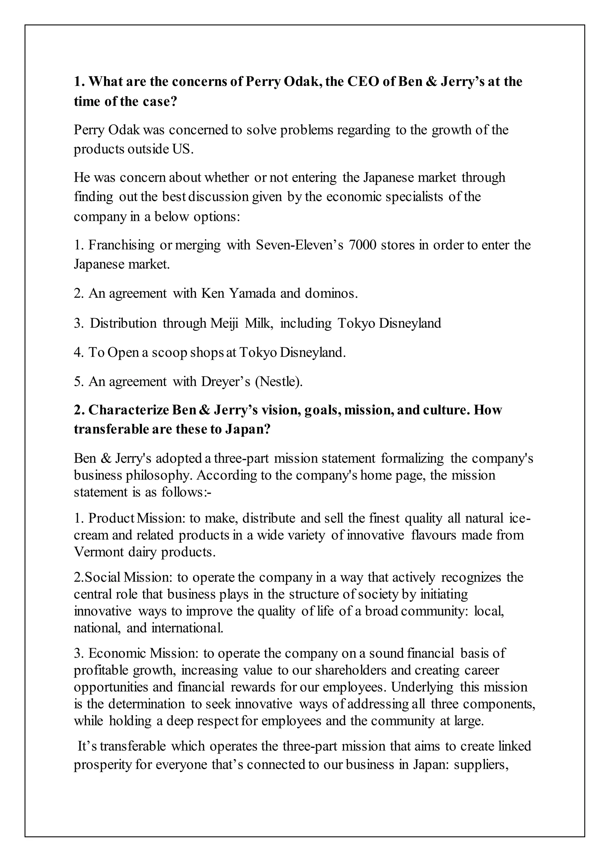 Ben and jerry case study | DOCX