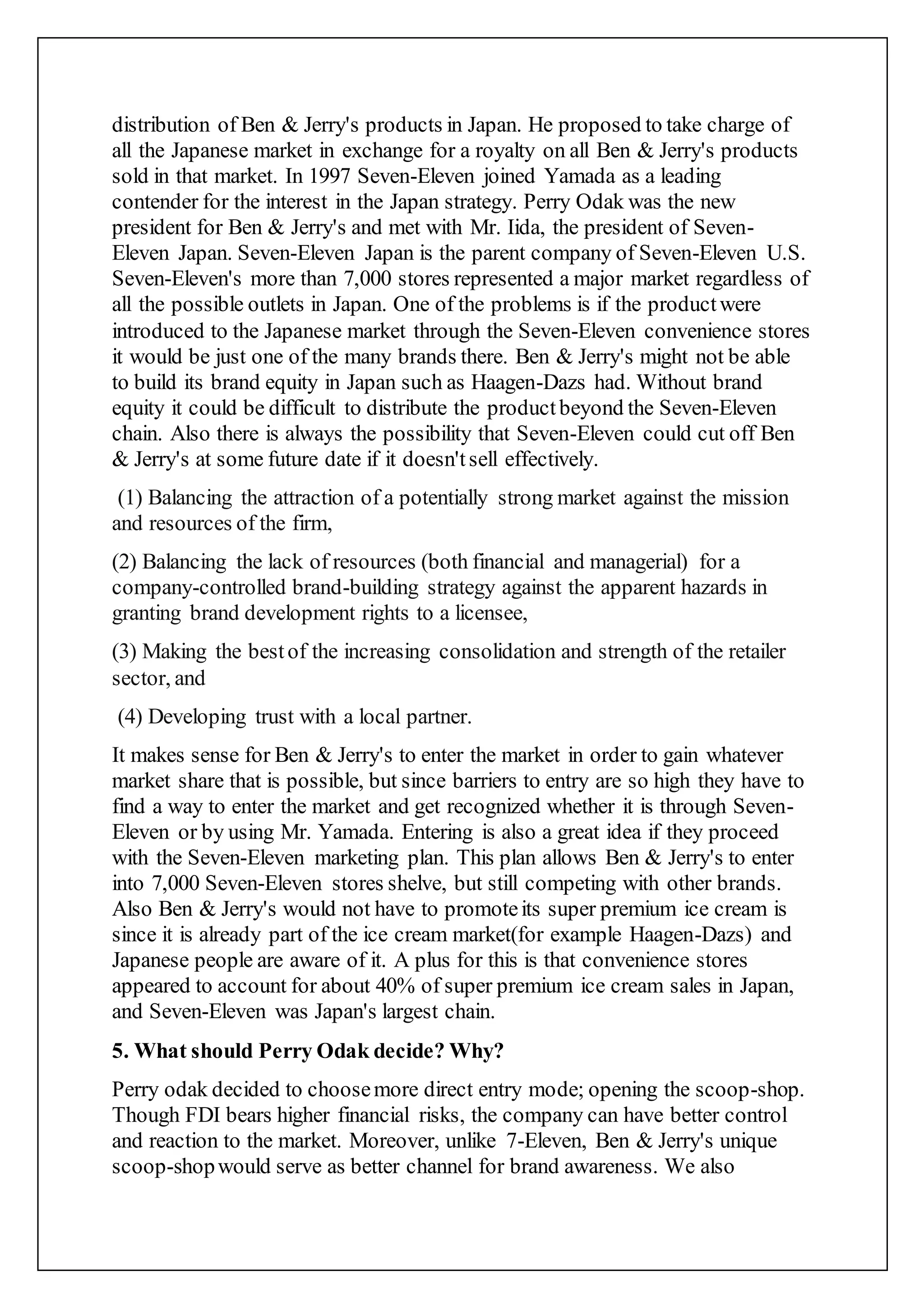 Ben and jerry case study | DOCX