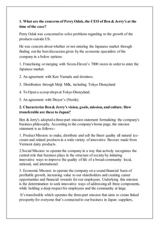 Ben and jerry case study | DOCX