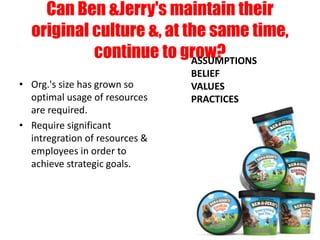 Ben and jerry's CASE STUDY ORGANIZATIONAL DESIGN | PPTX