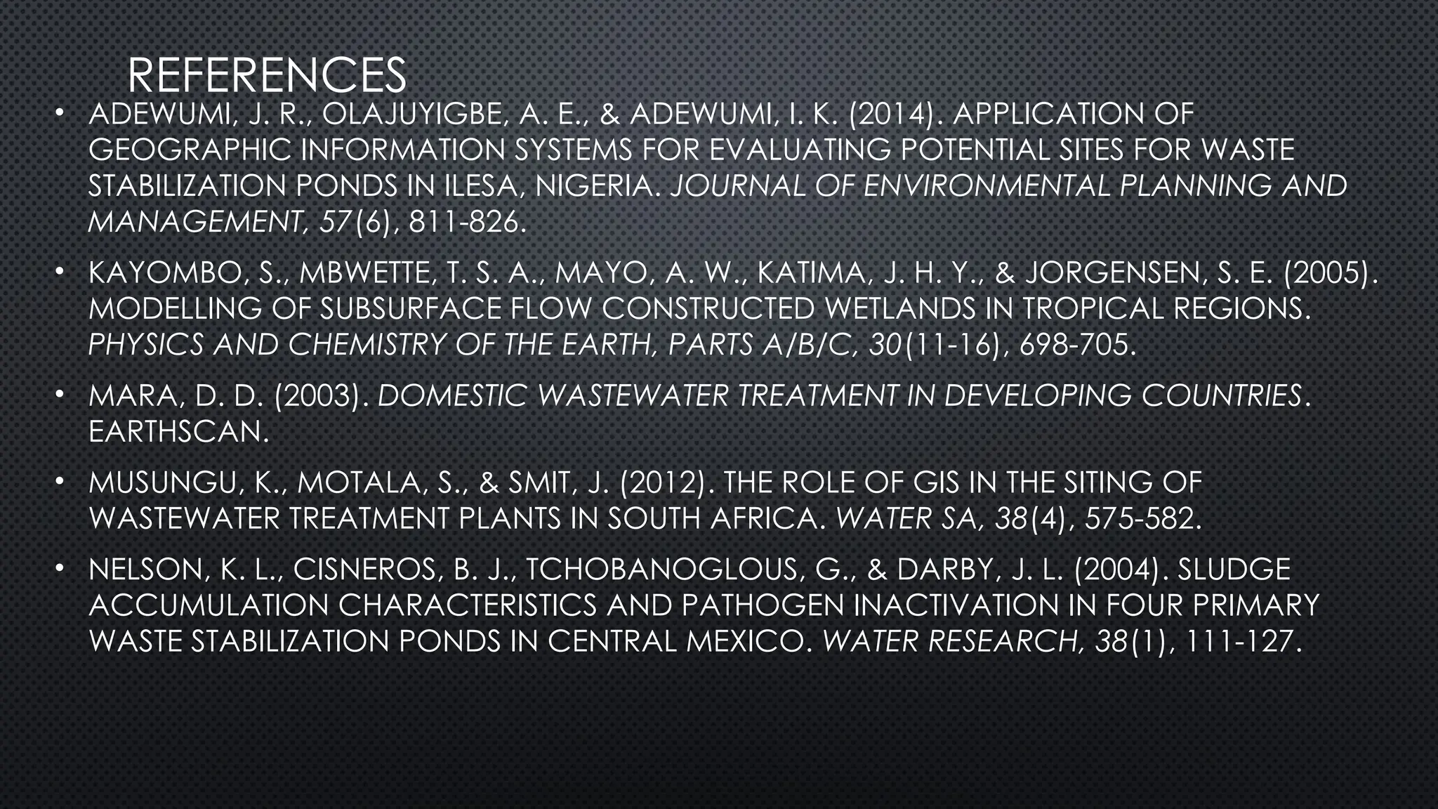 Waster water stabilization ponds and waste water treatment | PPTX