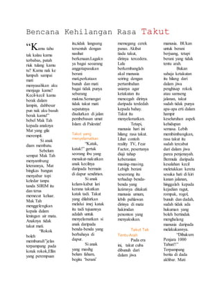 Bencana kehilangan rasa takut- Solusi | PDF