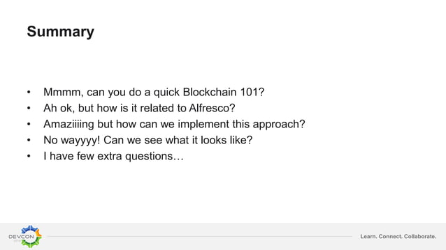 Alfresco & Blockchain | PPTX | Databases | Computer Software and Applications
