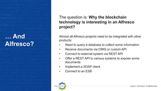 Alfresco & Blockchain | PPTX | Databases | Computer Software and Applications