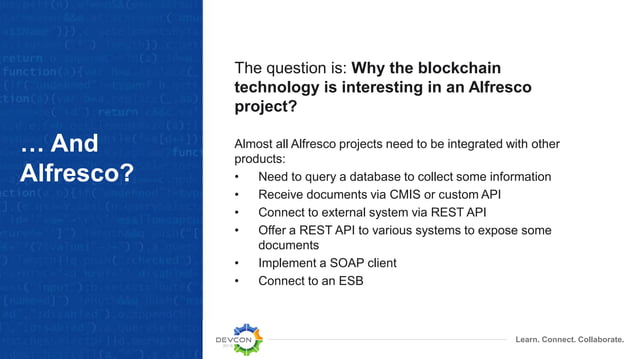Alfresco & Blockchain | PPTX | Databases | Computer Software and Applications