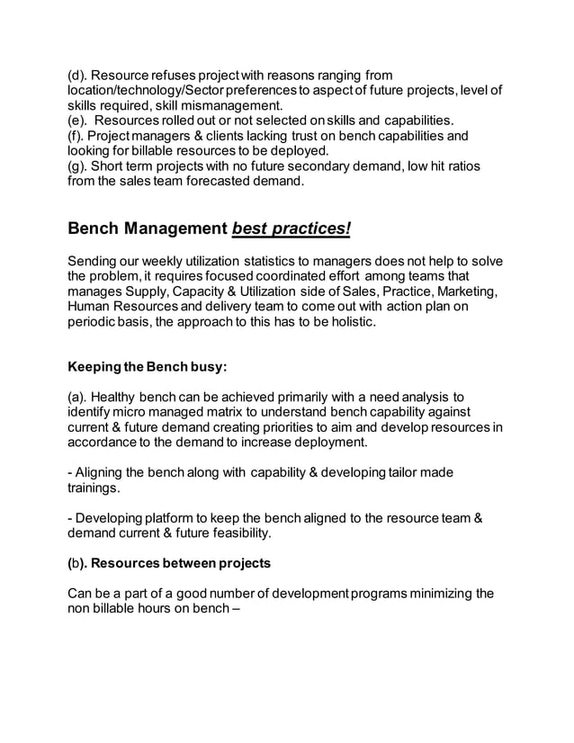 Bench management - arunesh chand mankotia | DOCX