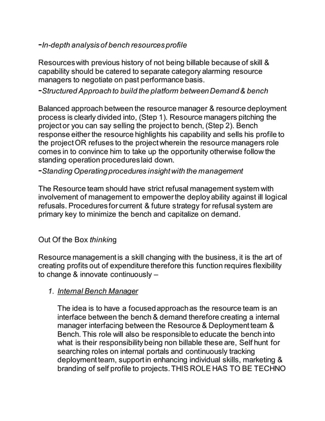 Bench management - arunesh chand mankotia | DOCX