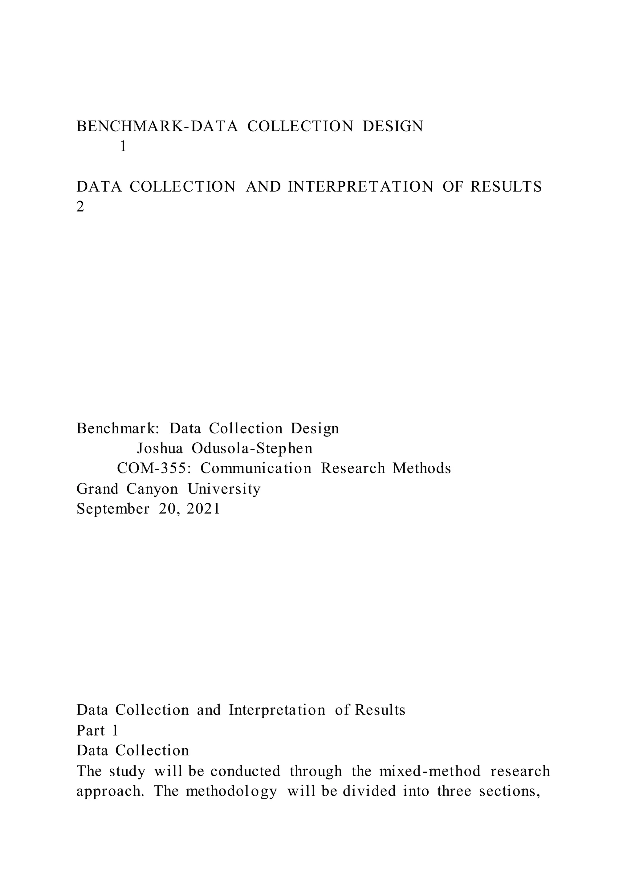 Benchmark data collection design 1 data | PDF
