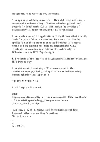 Benchmark - Major Psychological MovementsUnderstanding the the.docx