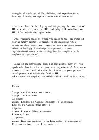 Benchmark- Organization and Personal HR Development PlanChar | DOCX