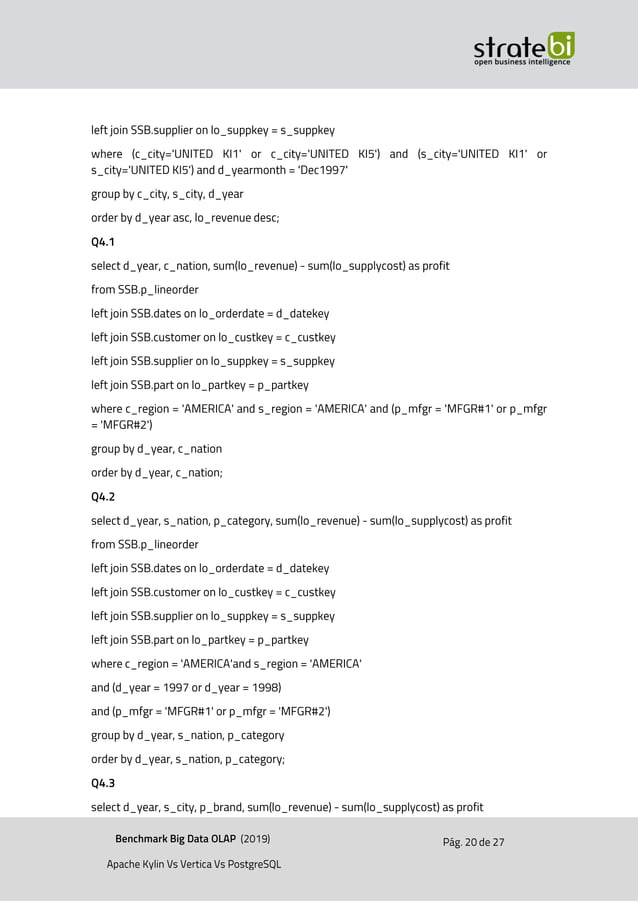 Benchmark Big Data Analytics (español) | PDF