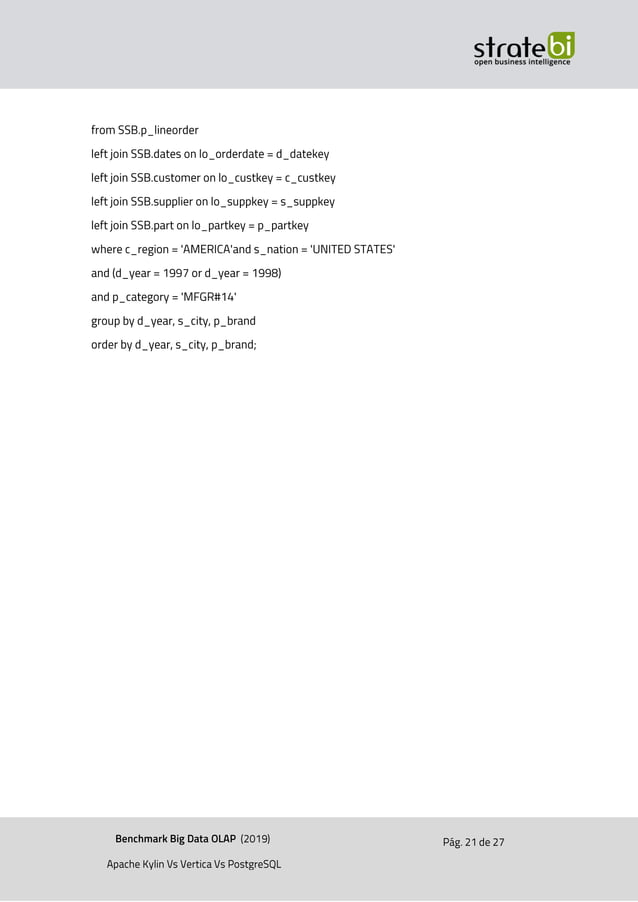 Benchmark Big Data Analytics (español) | PDF