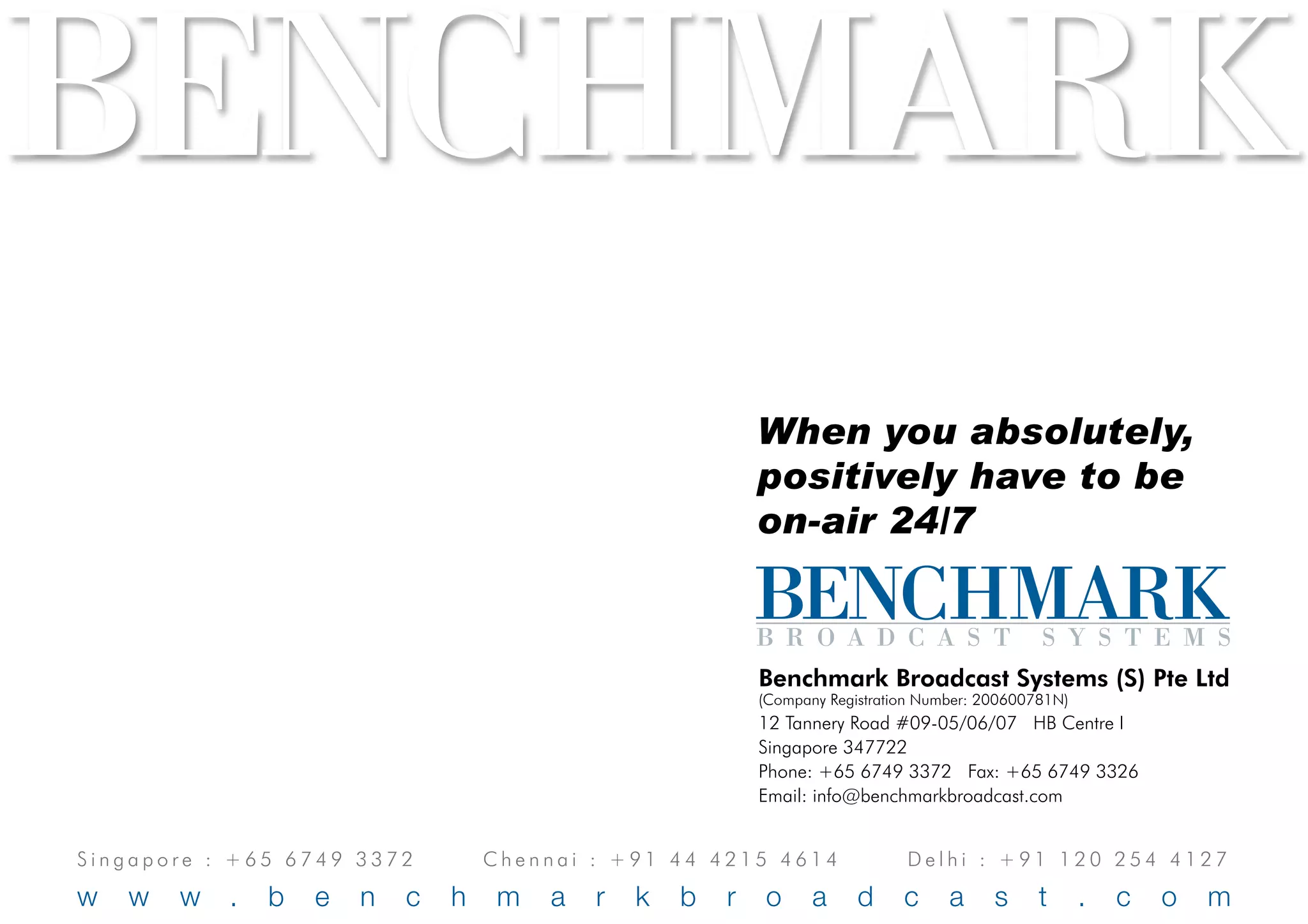 Benchmark Broadcast Corporate Profile | PPT