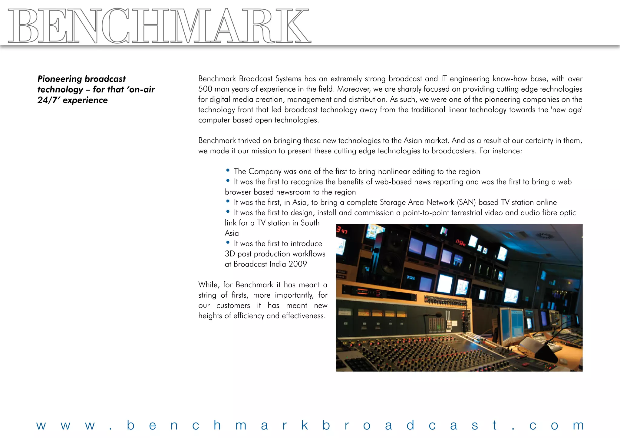Benchmark Broadcast Corporate Profile | PPT