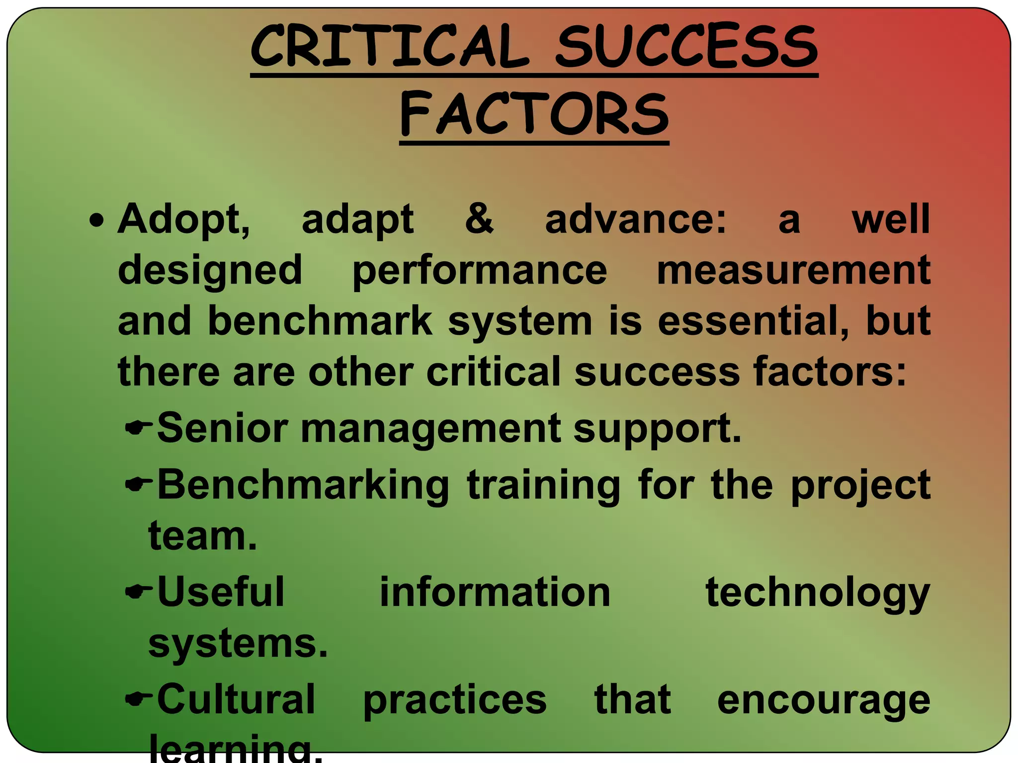 Benchmarking | PPTX | Computer Software and Applications | Computing