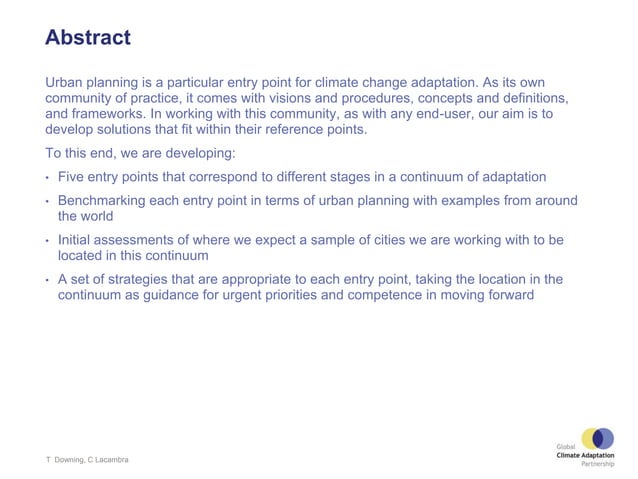 Benchmarking Urban Adaptation Pptx