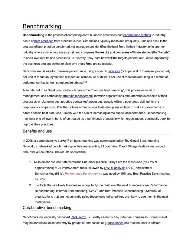 Benchmarking | DOCX