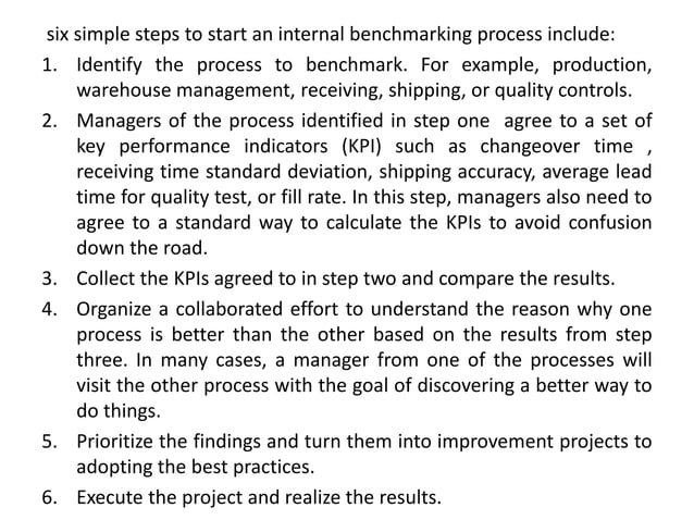 Benchmarking | PPTX | Computer Software and Applications | Computing