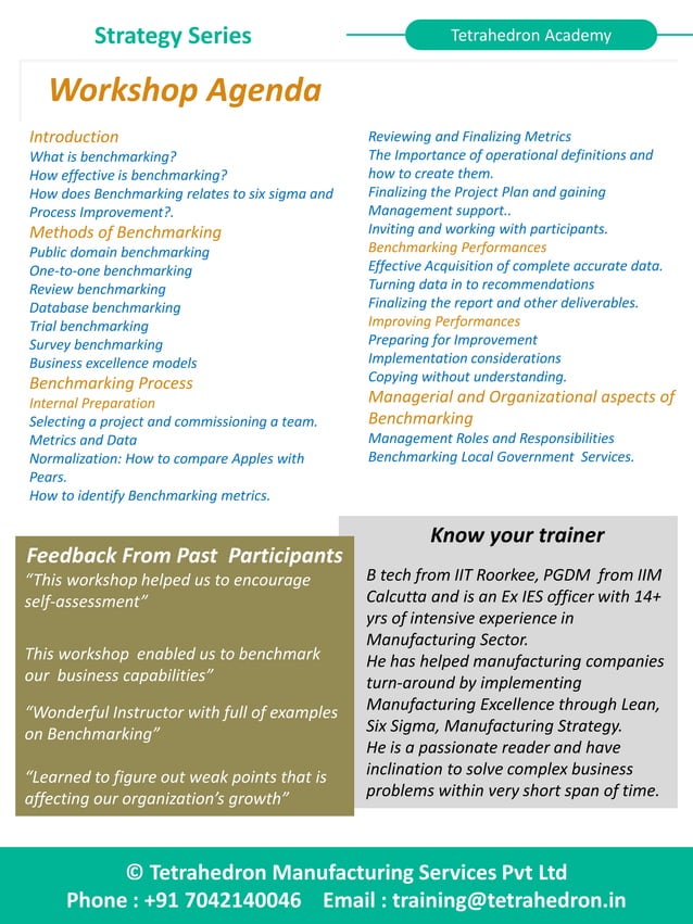 Benchmarking Workshop by Tetrahedron | PDF | Business Administration | Business