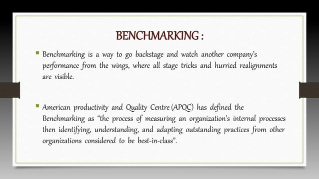Benchmarking In Total Quality Management | PPTX | Business | Business ...