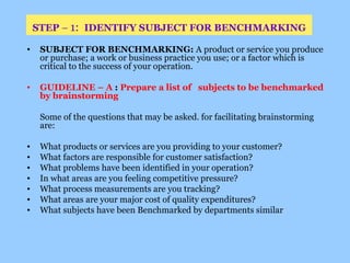 Benchmarking final | PPT | Business Accounting & Finance | Business