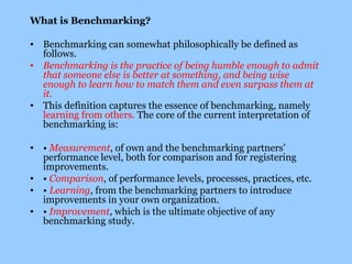 Benchmarking final | PPT | Business Accounting & Finance | Business