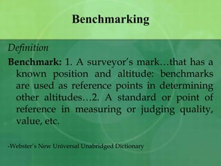 Benchmarking | PPTX | Business Administration | Business