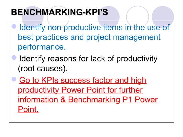 Benchmarking kpi's | PPT
