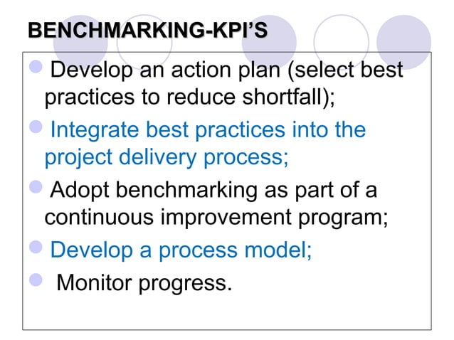 Benchmarking kpi's | PPT