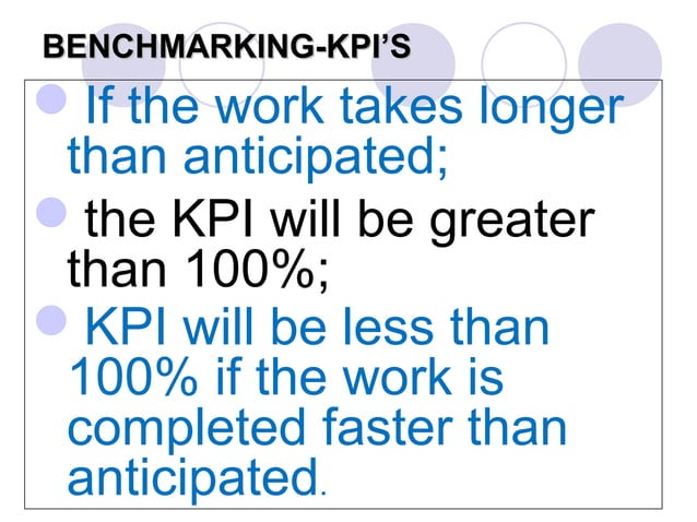 Benchmarking kpi's | PPT