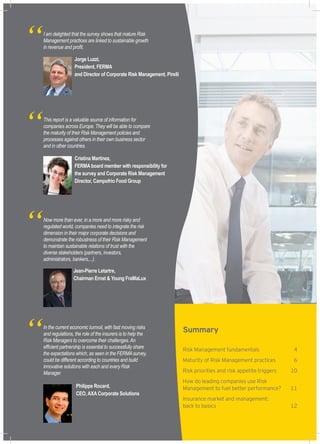 FERMA European Risk Management Benchmarking Survey 2012 – Brochure | PDF