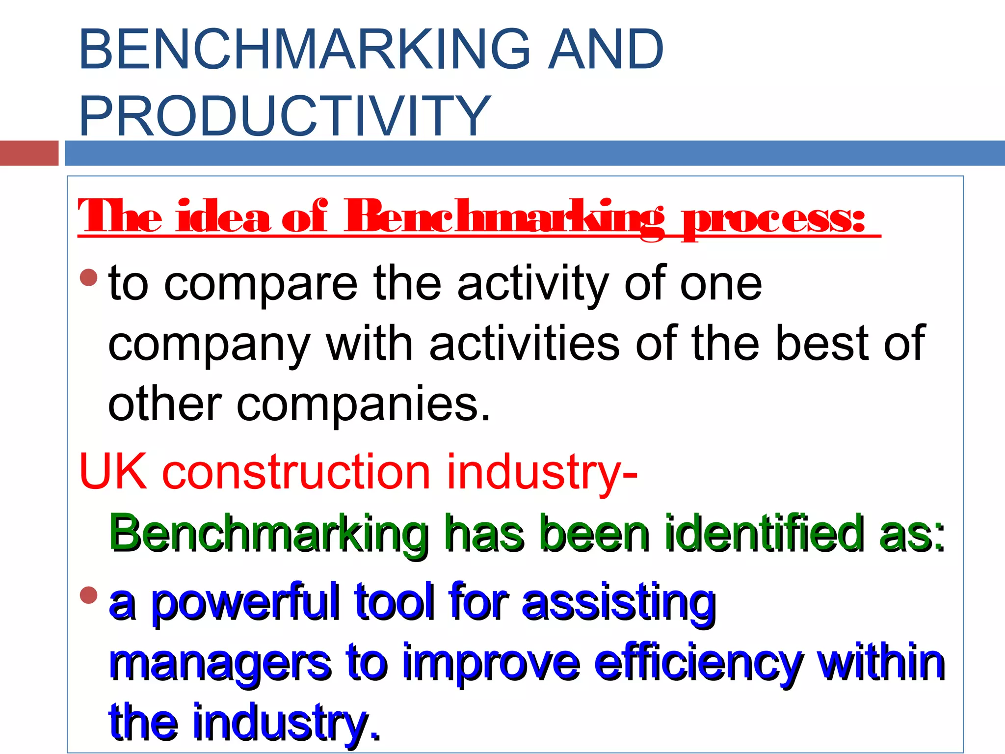 Benchmarking and productivity | PPT