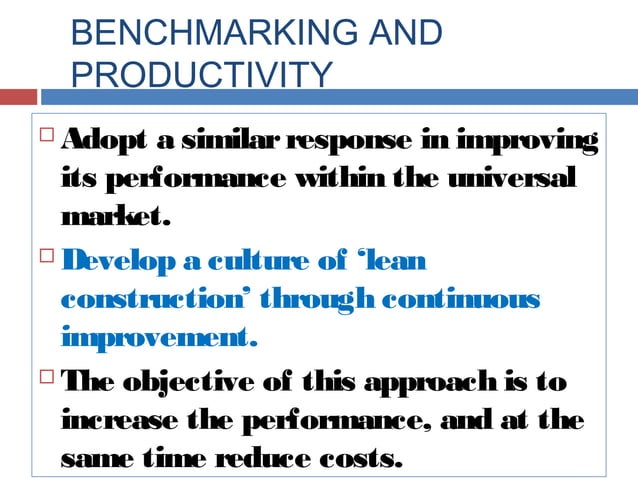 Benchmarking and productivity | PPT