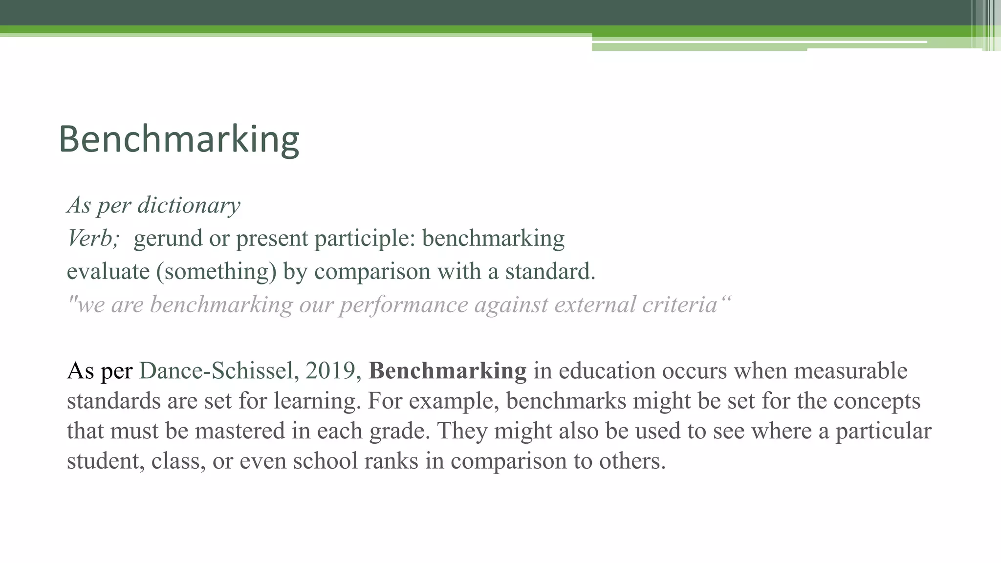 Benchmarking as an assessment | PPTX