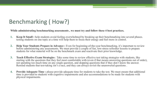 Benchmarking as an assessment | PPTX
