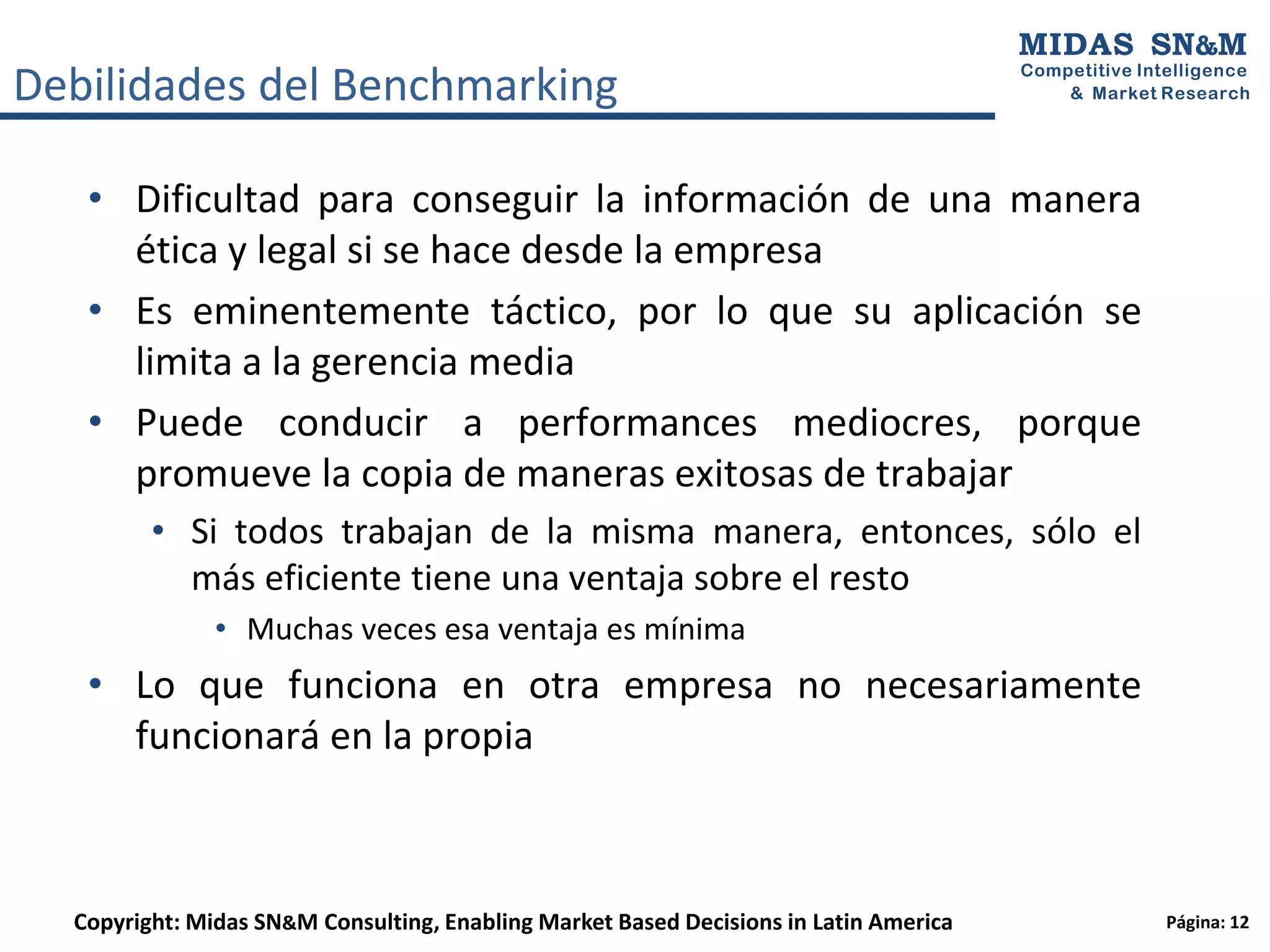 Benchmarking de procesos como herramienta competitiva | PDF