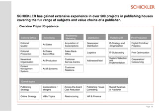 Benchmarking for newspaper and magazine publishers: SCHICKLER ...