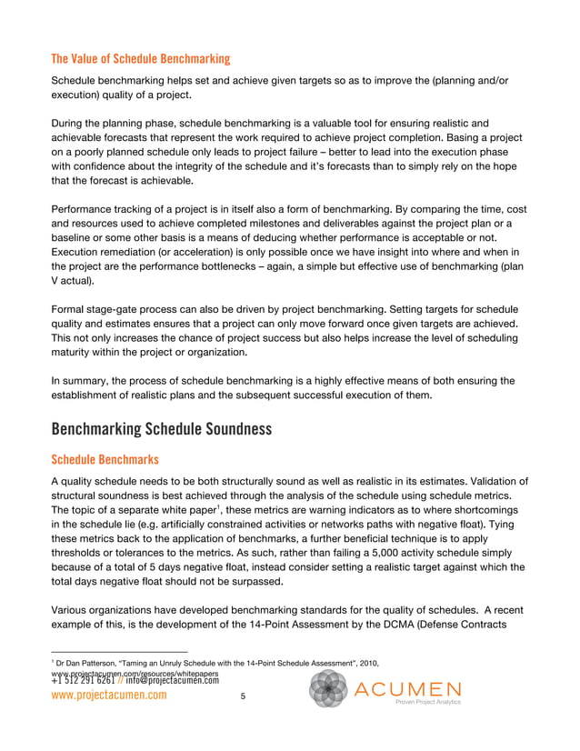 Benchmarking Project Schedules | PDF