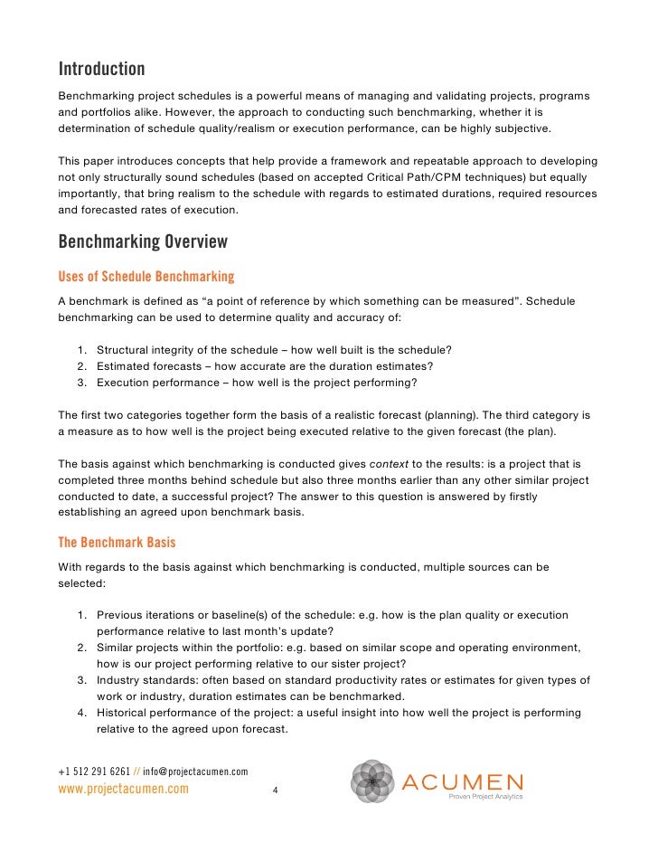 Benchmarking Project Schedules