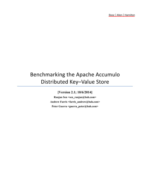 Benchmarking The Apache Accumulo Distributed Key–Value Store | PDF ...