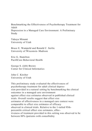 Benchmarking the Effectiveness of Psychotherapy Treatment for .docx