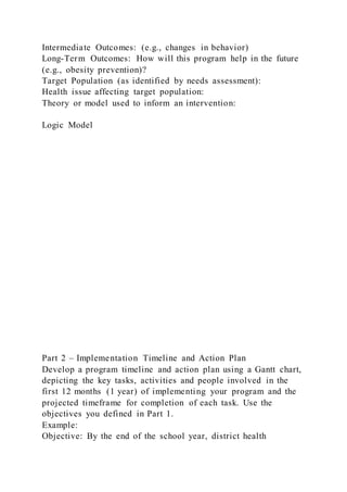 Benchmark – Program Implementation Plan Part 1 – Description of | PDF