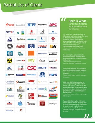 Benchmark Six Sigma Green Belt Brochure | PDF