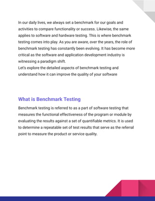 Benchmark Testing Demystified: Your Roadmap to Peak Performance | PDF