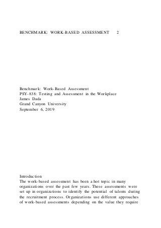 BENCHMARK WORK-BASED ASSESSMENT 2Benchmark | PDF
