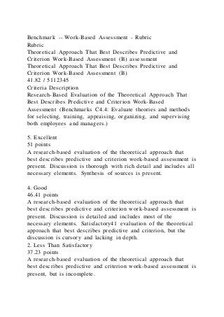 BENCHMARK WORK-BASED ASSESSMENT 2Benchmark | PDF